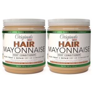 originals by africa's best hair mayonnaise conditioner – 2 pack (15 oz jars) – enriched with herbal extracts, egg protein & olive oil for deep conditioning & repair