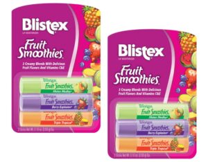 blistex fruit smoothies lip moisturizers 3 sticks 0.10 oz each pack of 2