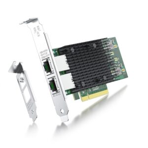 10gb nic dual rj45 port pcie network card with intel x540-at2 controller, 10g ethernet converged network lan adapter, support windows/linux/vmware/esx/freebsd server, compare to intel x540-t2