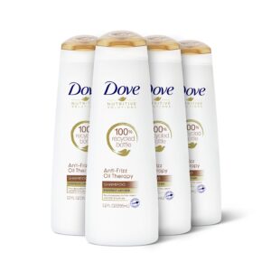 dove nutritive solutions dry hair shampoo for frizz control oil therapy with nutri-oils moisturizing shampoo formula smooths hair 12 oz, 4 count