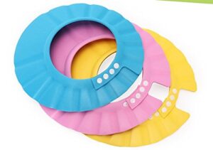 elandy 3pcs soft adjustable shampoo bath bathing shower cap hat wash hair sheet hat for baby kids children color random