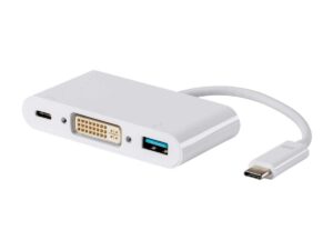 monoprice usb-c vga multiport adapter - white, with usb 3.0 connectivity & mirror display resolutions up to 1080p @ 60hz - select series (115759)