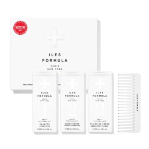 iles formula signature collection box: haute performance shampoo + conditioner + finishing serum & comb - cleanse, repair, & protect all hair types, 6.8 fl oz (200 ml) each