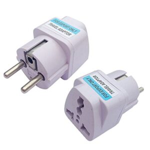 anrank ue3360ak 2 packs universal au us uk to eu europe plug ac 250v power travel adapter white