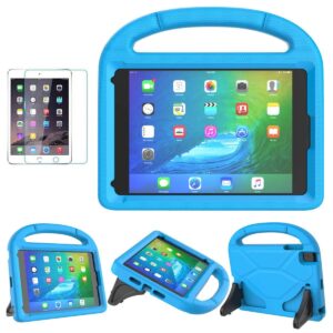 suplik kids case for ipad mini 5/4/3/2/1 (7.9"), durable shockproof protective handle bumper stand cover with 2*screen protectors for 7.9 inch apple ipad mini 5th/4th/3rd/2nd/1st generation, blue