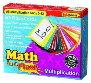 edupress ep-2432 169 math in a color-coded multiplication flash cards, 1.5" height, 4.5" wide, 5" length (705 count)