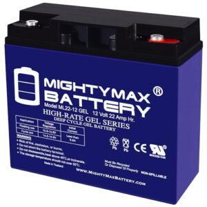 mighty max battery ml22-12gel - 12 volt 22 ah, gel type, internal thread (int) terminal, rechargeable sla agm battery