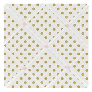 fabric memory/memo photo bulletin board for blush pink white damask and gold polka dot amelia collection