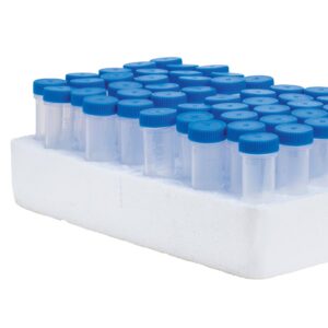 olympus 5ml screw cap tubes, racked, clear, sterile, 10 racks of 50, 500/unit