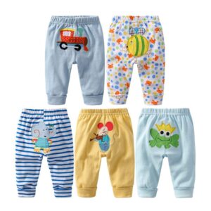 monvecle baby boy 5pcs pack newborn to toddler cotton long cartoon pants gift set 24m