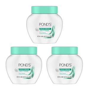 pond's cold face cream, skin care facial cleanser for all skin types, deep moisturizing face wash & makeup remover, 9.5 oz, 3 pack