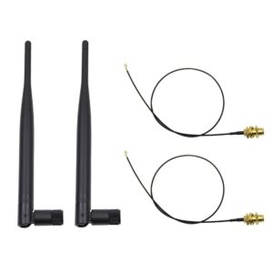 highfine 2 x 2.4ghz 6dbi indoor omni-directional wifi antenna 802.11n/b/g rp-sma female connector + 2 x 20cm/8" u.fl/ipex to rp-sma pigtail antenna wifi cable