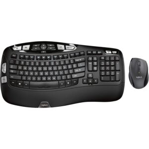 logitech mk570 wireless wave keyboard and mouse combo, contoured cushioned palm rest, advanced wireless connection, hyperfast scrolling mouse, black (renewed)