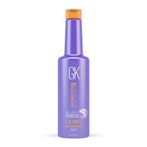 gk hair global keratin silver bombshell purple shampoo (9.5 fl oz/280ml) for blonde, platinum, ash, silver & gray hair moisturizes dry & damaged removes yellow brassy tones