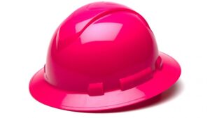 pyramex ridgeline full brim hard hat 6 point ratchet pink