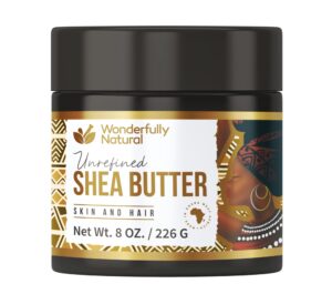 wonderfully natural unrefined shea butter - african organic ivory & raw – 8 oz