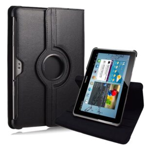 kuesn tab 2 10.1 gt-p5100 p5110 cover case-folio flip book cover case for samsung galaxy tab 2 10.1 elastic band closure pu leather stand cover (black)