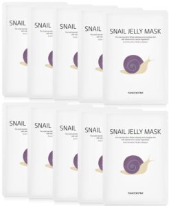 skederm korean face mask snail jelly sheet mask 10 sheets hydrating sheet mask anti-wrinkle korean skin care anti-aging sheets pack moisturizing snail secretion filtrate 30,000ppm