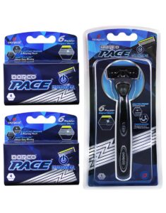 dorco pace 6 plus power - six blade power razor system with trimmer (9 cartridges + 1 handle)