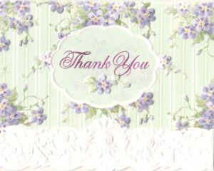 carol wilson fine arts inc. - lilacs & teal- blank thank you boxed note cards with envelopes - 10 count - byt0128