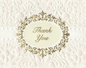 carol wilson fine arts inc. - gold foil with glitter- blank thank you boxed note cards with envelopes - 10 count - byt1696