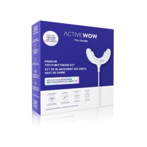 active wow 24k white premium teeth whitening kit - led teeth whitening kit, teeth whitening light, fluoride free, teeth whitening kit with led light - mint flavor, 30 treatments