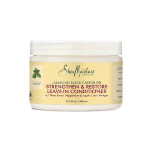 sheamoisture leave-in conditioner with pure jamaican black castor oil for damaged, over-processed hair - softens and detangles, 11.5 oz