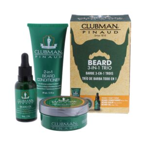 clubman pinaud beard kit, includes beard conditioner, beard balm and beard oil