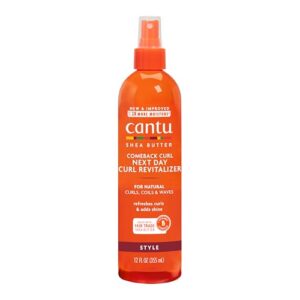 cantu comeback curl next day curl revitalizer mist with shea butter for natural hair, 12 fl oz (packaging may vary)