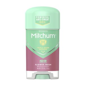 mitchum women's deodorant, antiperspirant stick, triple odor defense gel, 48 hr protection, flower fresh, 2.25 oz (pack of 1)