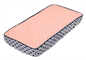 bacati - emma aztec solid coral/navy quilted changing pad cover