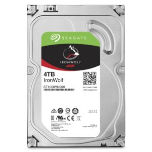 seagate 4tb ironwolf nas sata hard drive 6gb/s 256mb cache 3.5-inch internal hard drive for nas servers, personal cloud storage (st4000vn008), silver