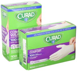 curad 200 latex exam gloves, one size fits most (2 pack of 100) cur4125r