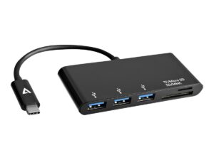 v7 v7uc3u-hub-blk-1n usb-c to 5in1 hub black 3xusb3. 1xsd 1xmicro sd