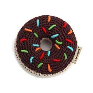 cheengoo organic bamboo crocheted chocolate donut rattle