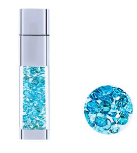 wooteck 128gb jewelry crystal lipstick usb flash drive,high speed memory stick pendrive, lake blue