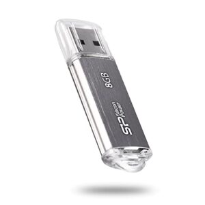 silicon power sp silicon power usb memory 8gb usb3.0 gen1 (usb3.2 / usb3.1) aluminum body flash drive silver sp-ufd8gbsl3