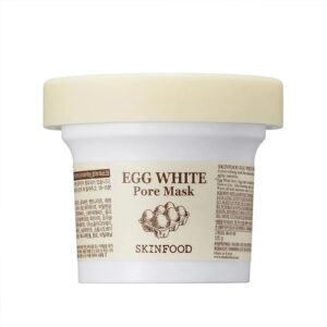 skinfood egg white pore mask 4.41 oz. (125g) - pore refining wash off mask, tightens pores, removes blackheads and dead skin cells, skin smooth and soft - exfoliating skin mask - wash off face masks