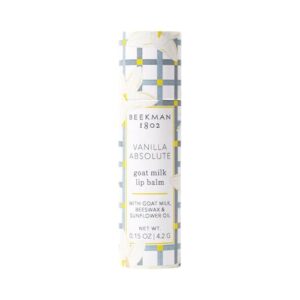 beekman 1802 lip balm, vanilla absolute - 0.15 oz - with goat milk, vitamin e & beeswax for dry, cracked lips - good for sensitive skin - cruelty free - packaging may vary