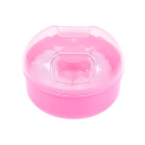 utenew cosmetic tool baby soft face body powder puff sponge box container case (pink)