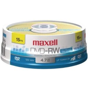 maxell 635117 4.7gb 120-minute dvd-rws (15-ct spindle)