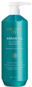 orlando pita argan oil shampoo, 27 fl oz salon size- premium nourishing hair care for men & women - professional moisturizing, anti frizz, hydrating solution for dry, damaged hair