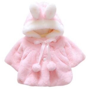 happy cherry kids infant girls fur fleece lapel coat winter warm jacket cloak capes outfit windproof clothes for 6-12 months pink