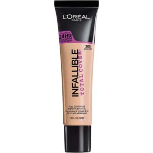 l’oréal paris infallible total cover foundation, natural beige, 1 fl; oz.