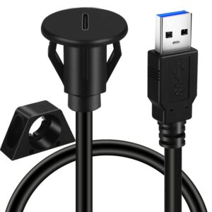 batige small usb 3.0 male to type c 3.0 female car flush mount cable usb c 3.0 panel mount extension cable for car truck boat motorcycle dashboard 3ft