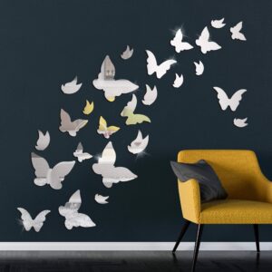 amaonm 21 pcs removable crystal acrylic mirror butterfly wall decals fashion diy home decorations art decor wall stickers murals for kids nursery room bedroom door bathroom