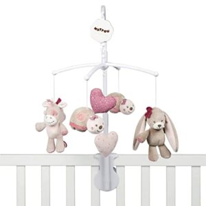 nattou mobile with music box nina, jade, & lili - gentle lullaby la-le-lu, 37 x 31 x 9 cm, pink