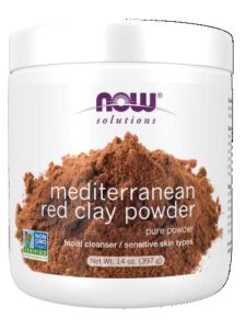 now foods solutions, mediterranean red clay powder, pure powder for sensitive skin facial mask, 14-ounce