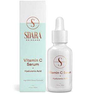 ﻿sdara skincare vitamin c serum for face with hyaluronic acid 5% - 1 fl oz skin brightening face serum to reduce the look of sun, age, and dark spots