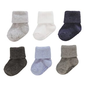 carter's boys' baby socks with non-skid grippers, grey, 3-12 months